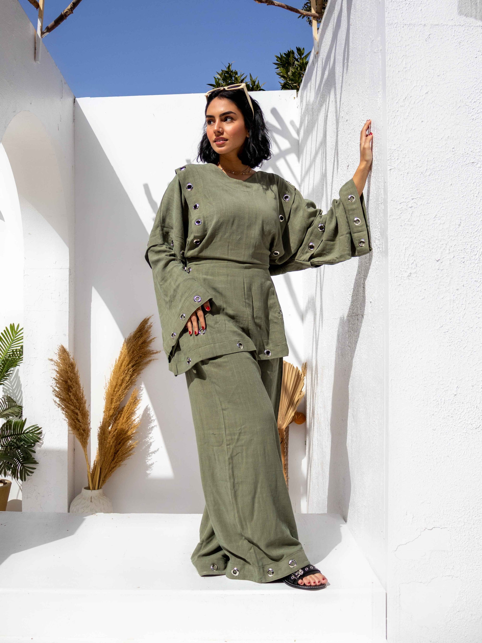 Olive green Qammar Set